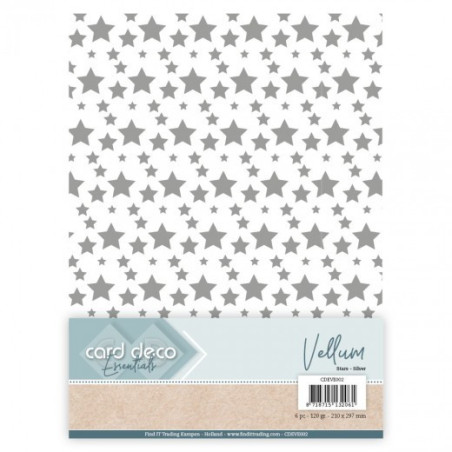 Card Deco Essentials - Vellum A4 - Stars Silver