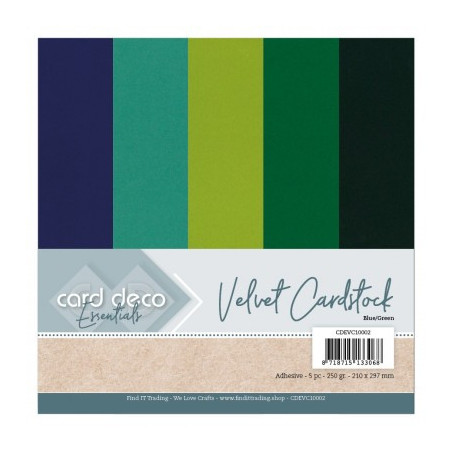 Card Deco Essentials - Velvet Cardstock A4 - Blue/Green