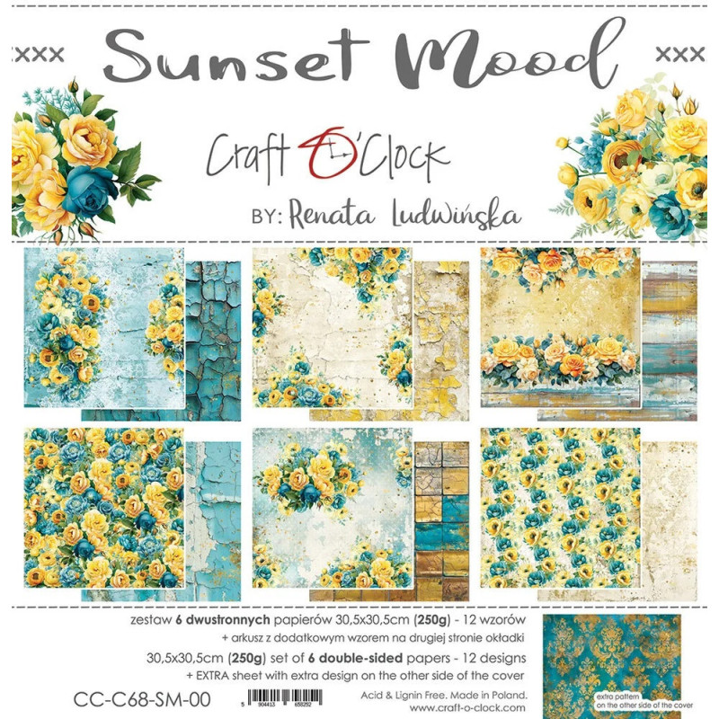 Craft O'Clock - Papirpakke 30x30 - Sunset Mood