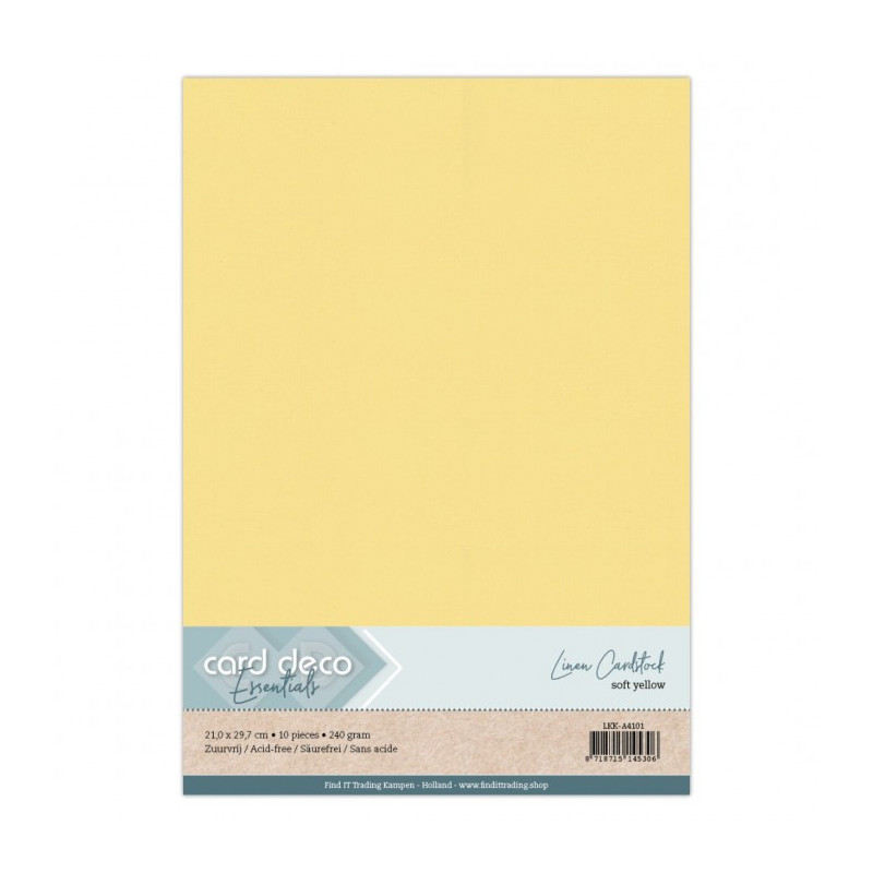 Card Deco Essentials - Linen Cardstock A4 - Soft Yellow