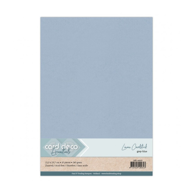 Card Deco Essentials - Linen Cardstock A4 - Grey Blue
