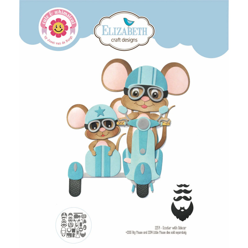 Elizabeth Craft Designs - Cute & Whimsical - Scooter With Sidecar