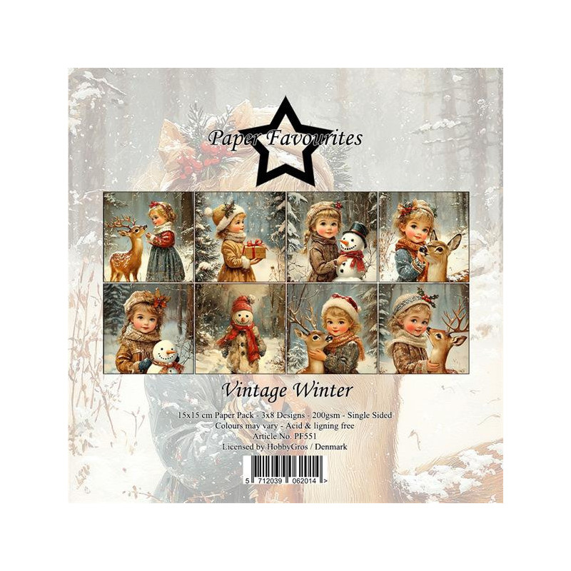 Paper Favourites - Papirpakke 15x15 - Vintage Winter - PF551